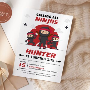 Ninja Birthday Party Welcome Sign EDITABLE, Martial Arts Welcome Poster ...