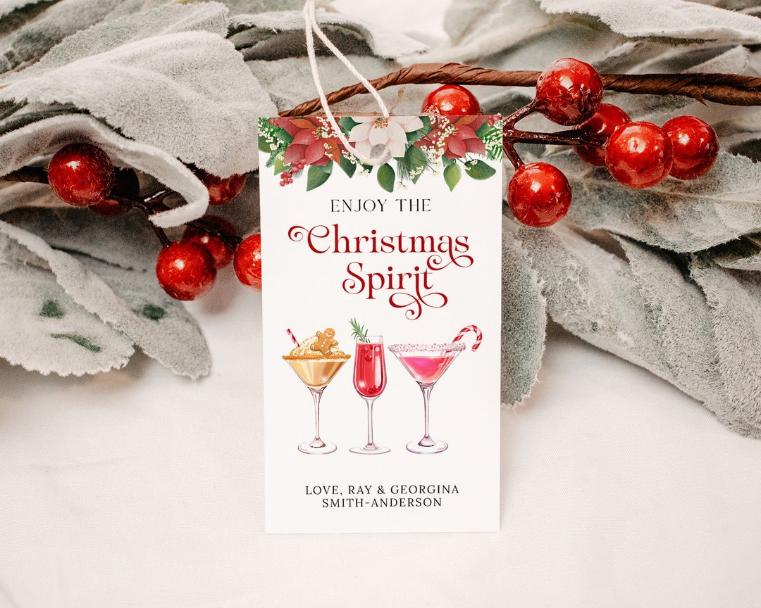 Christmas Cocktail Gift Tag EDITABLE, Holiday Cocktail Gift Tag ...