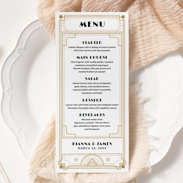 Art Deco Menu - Etsy
