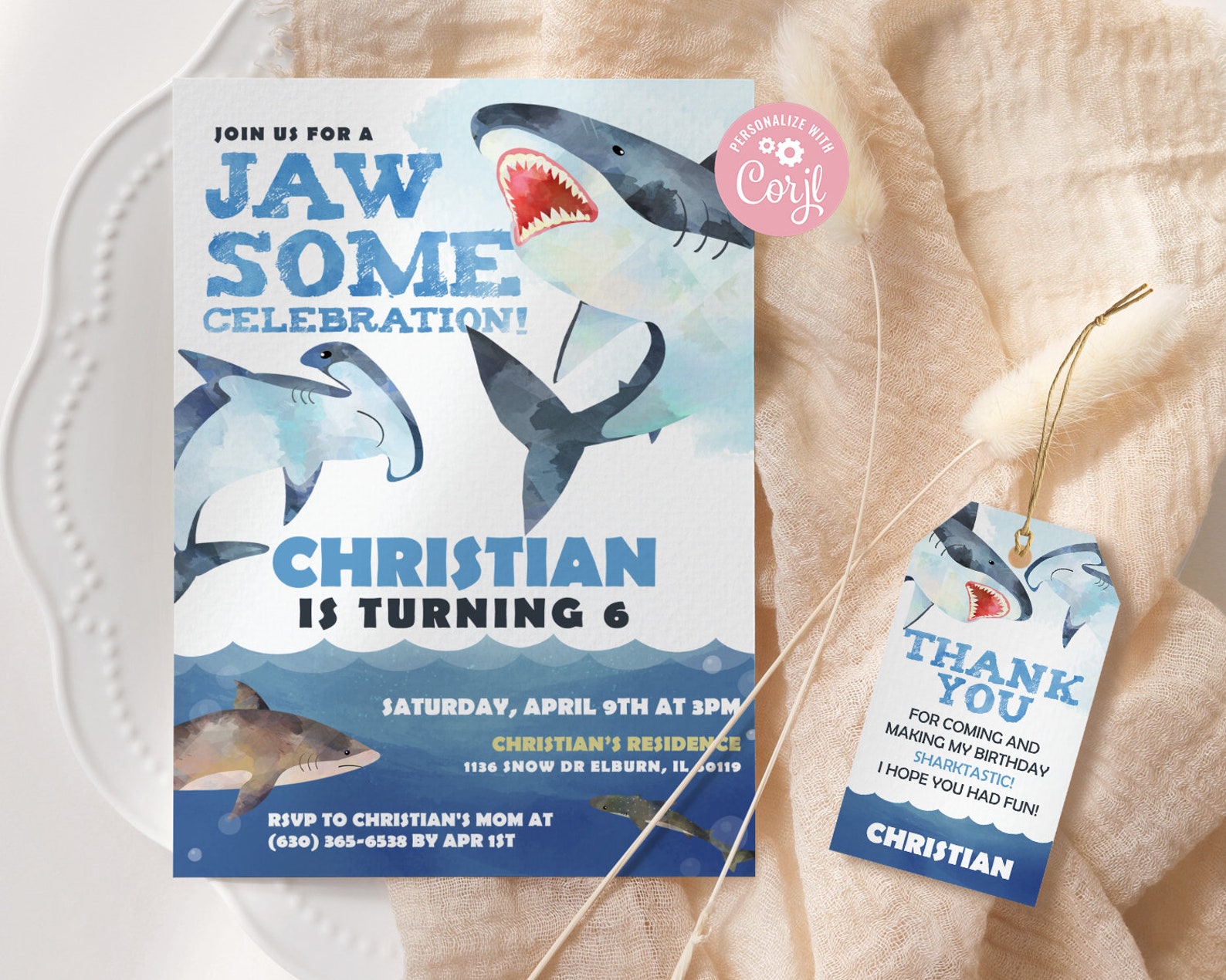 Shark Birthday Invitation Editable Shark Attack Party Invite - Etsy