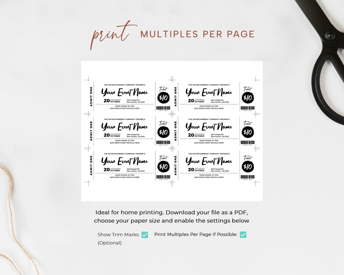 Event Ticket Template EDITABLE Printable Minimalist Party - Etsy