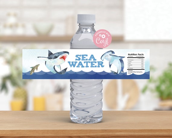 Shark Water Bottle Labels Editable Under the Sea Party Labels - Etsy