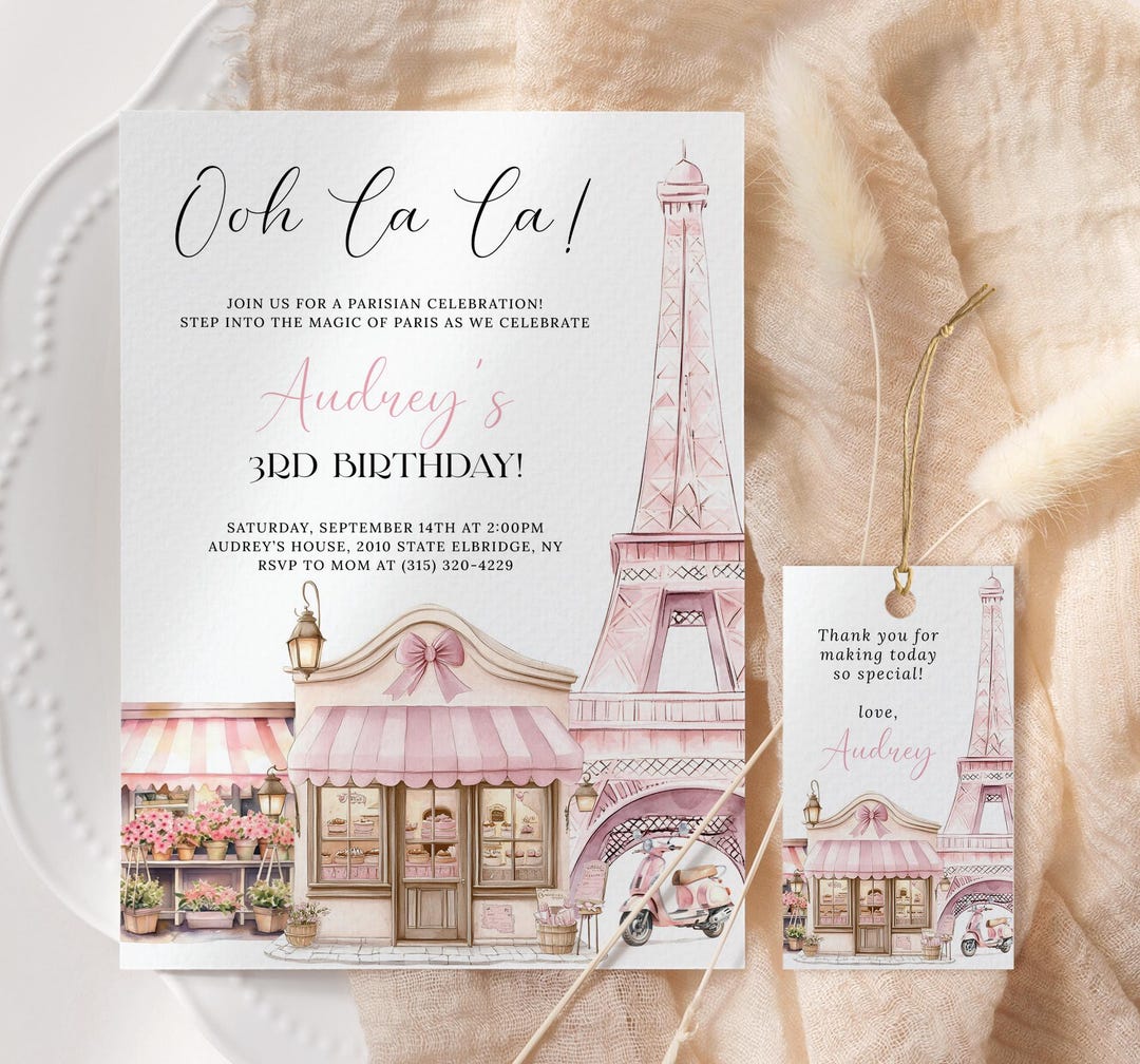 Paris Birthday Invitation EDITABLE, Coquette Paris Cafe Birthday ...