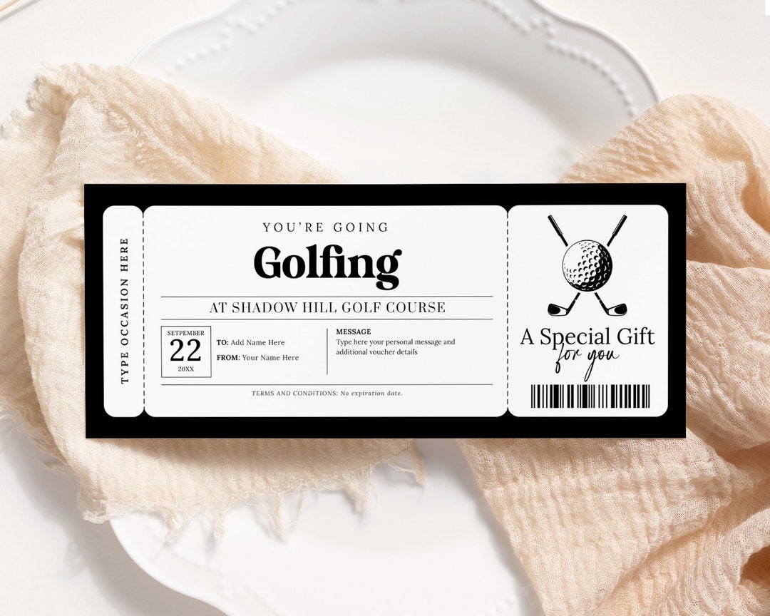 Golfing Coupon EDITABLE, Golfing Voucher Printable, Golf Ticket ...