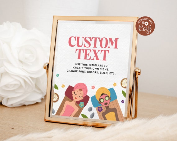 Custom Spa Party Sign EDITABLE, Girls Spa Day Birthday Party Decor ...