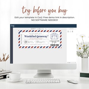 Weekend Getaway Voucher EDITABLE Surprise Weekend Away - Etsy