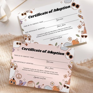 Adopt a Ghost Sign and Certificate, Printable Halloween Ghost Party ...