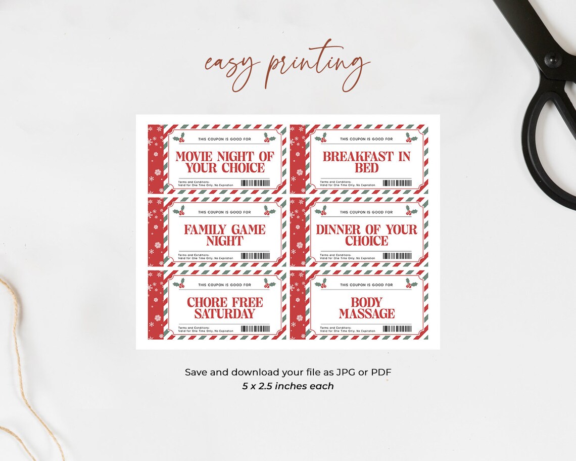 Christmas Coupon Book EDITABLE Printable Coupon Book - Etsy