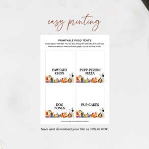 Dog Party Food Labels EDITABLE, Lets Pawty Birthday Place Card ...
