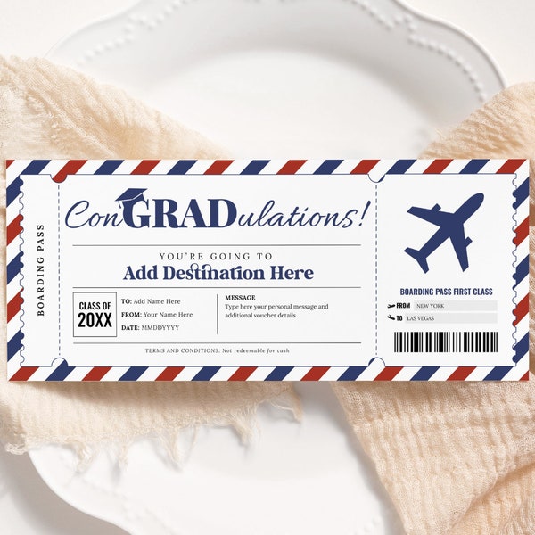 Graduation Airline Ticket Template - Etsy