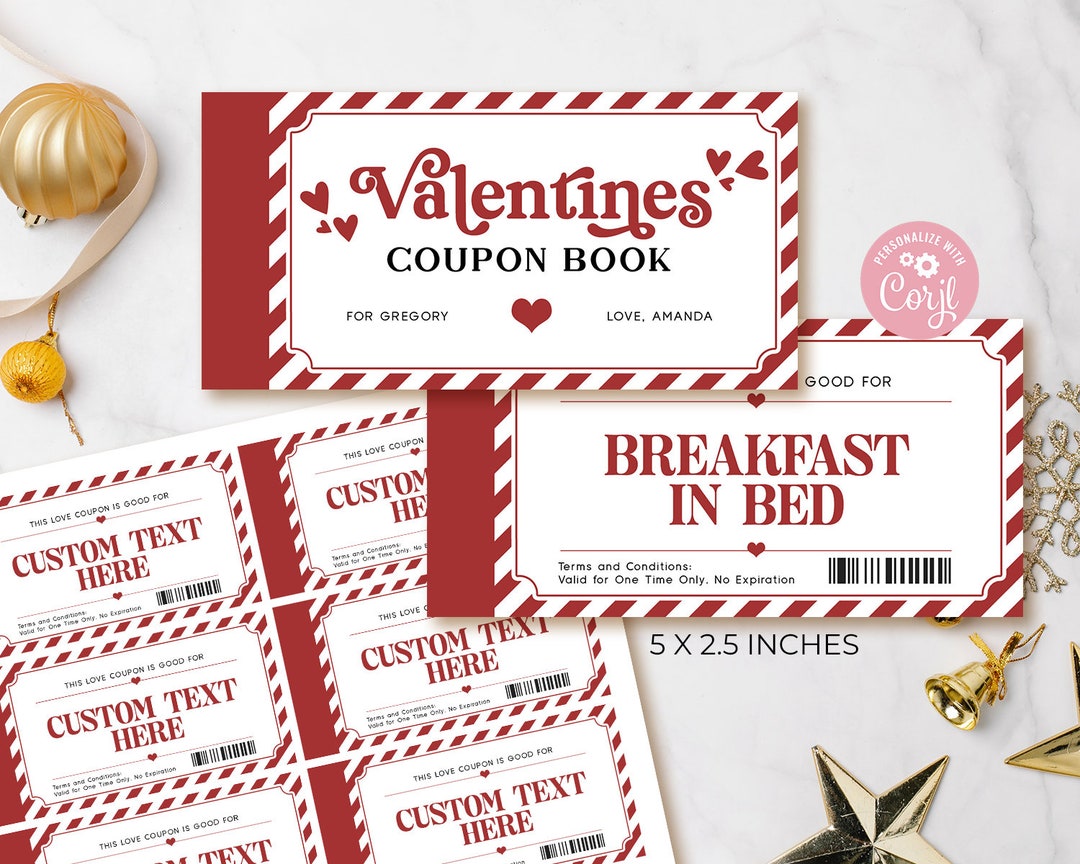 Valentines Coupon Book EDITABLE Printable Couple Coupon Book - Etsy