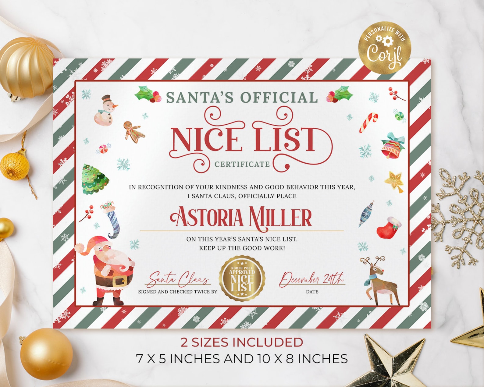 Santa Claus Official Nice List Certificate EDITABLE Elf Nice - Etsy