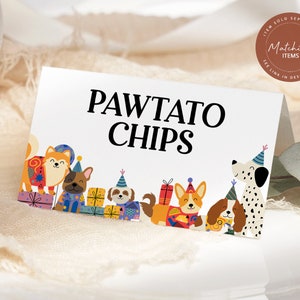 Custom Dog Party Signs EDITABLE, Lets Pawty Birthday Party Decor ...