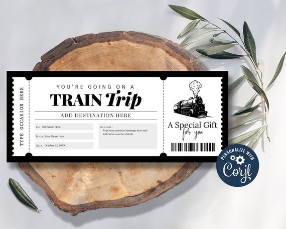 Train Ticket Voucher EDITABLE Surprise Travel Trip Gift - Etsy