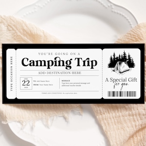 Camping Trip Voucher EDITABLE, Surprise Camping Trip Coupon Printable ...