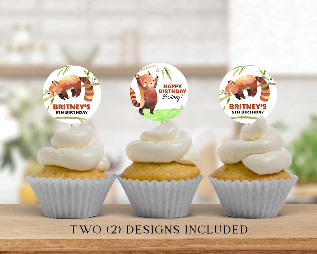 Red Panda Cupcake Toppers EDITABLE Printable Red Panda - Etsy