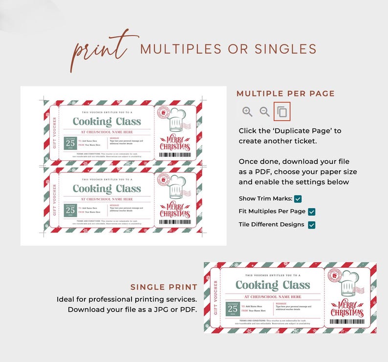 Cooking Class Christmas Gift Voucher EDITABLE, Cooking Lesson Certificate Printable, Cooking ...