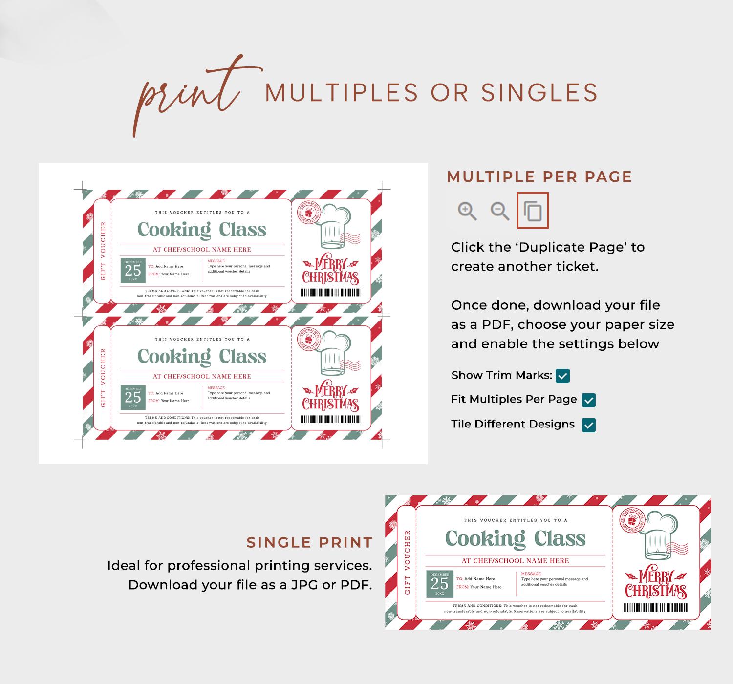 Cooking Class Christmas Gift Voucher EDITABLE, Cooking Lesson Certificate Printable, Cooking ...