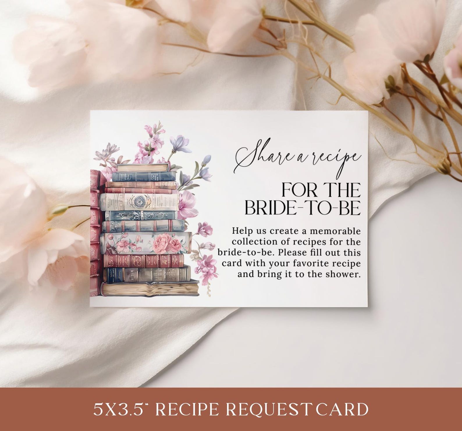 Storybook Recipe Card Template EDITABLE, Floral Coquette Book Themed ...
