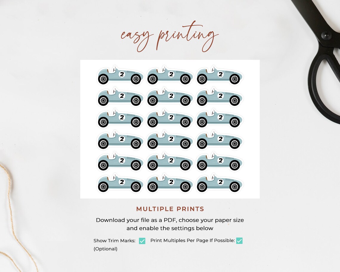 Race Car Cupcake Toppers Editable Printable Vintage Car - Etsy