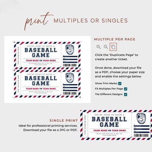 Baseball Game Ticket EDITABLE, Surprise Baseball Gift Certificate ...