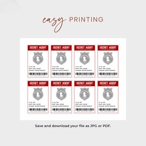Secret Agent Party Badge EDITABLE, Spy Name Tag, Spy ID Passes ...