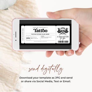 Tattoo Gift Voucher EDITABLE, Tattoo Gift Certificate Printable, Get ...