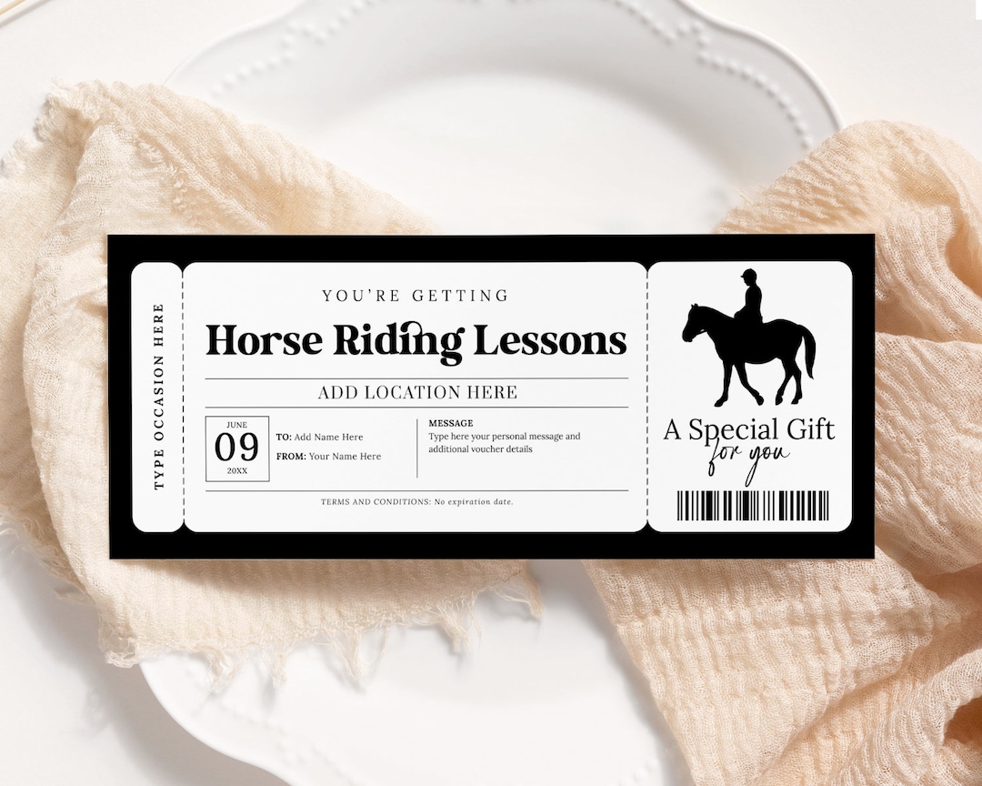 Horse Riding Lessons Voucher EDITABLE, Horse Leases Certificate ...