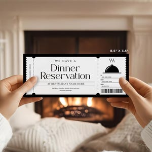 Dinner Date Gift Voucher EDITABLE, Dinner Reservation Ticket, Dinner ...