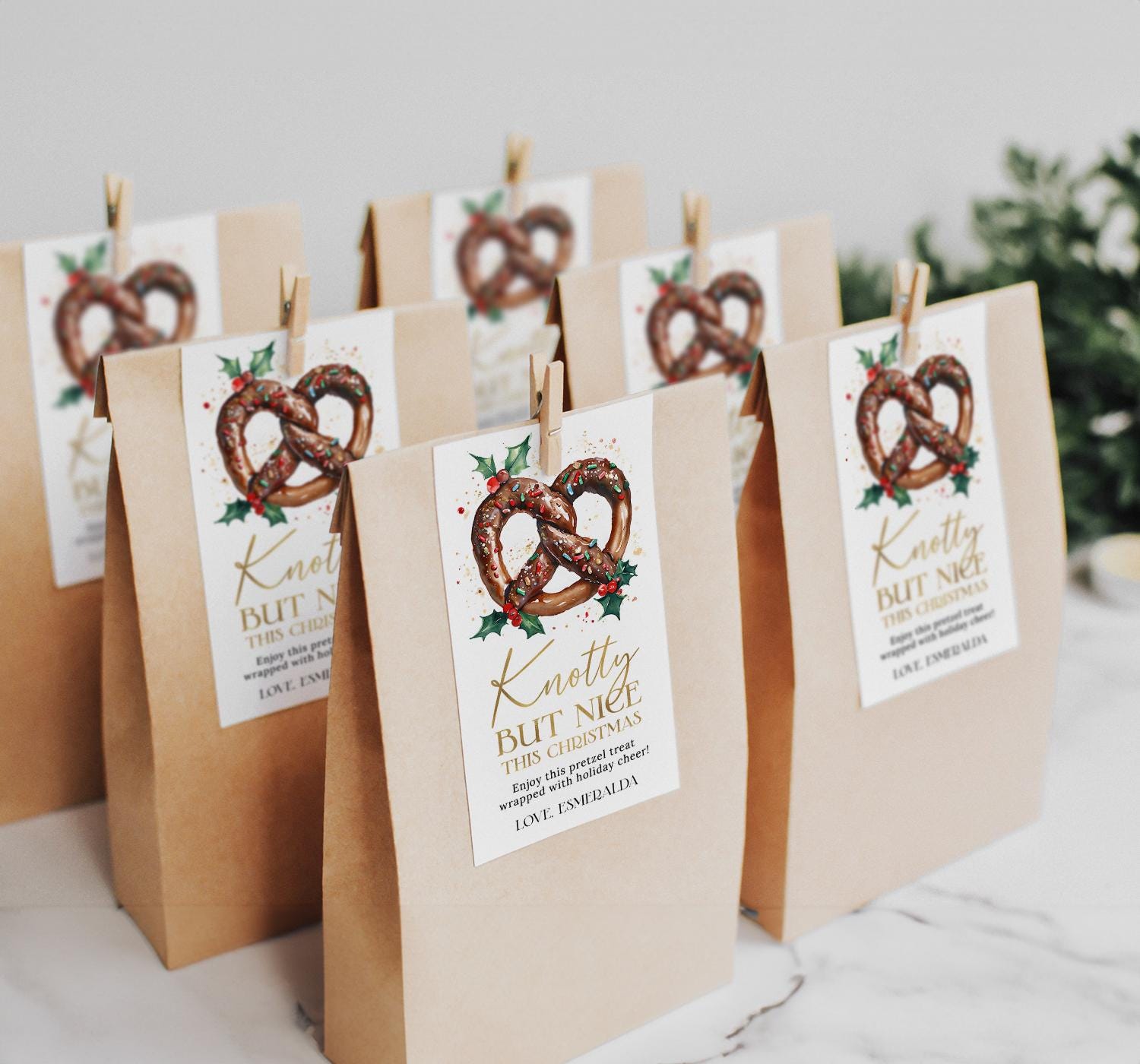 Pretzel Christmas Gift Tags EDITABLE, Holiday Gift Tag, Homemade Treat ...