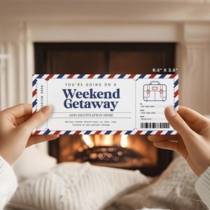 Weekend Getaway Voucher EDITABLE, Weekend Away Coupon Ticket, Surprise ...