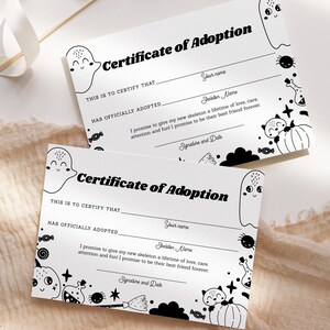 Adopt a Skeleton Sign and Certificate, Printable Halloween Ghost Party ...