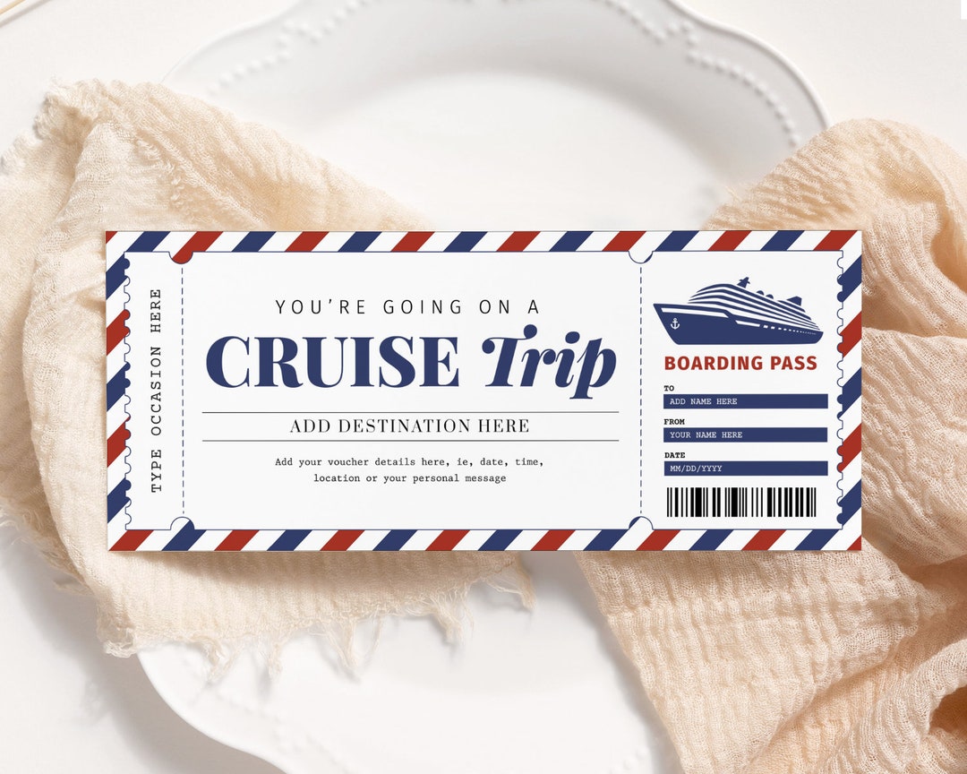 Cruise Boarding Pass EDITABLE, Surprise Cruise Ticket Template, Cruise ...