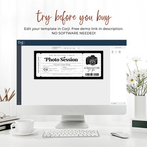 Photo Session Gift Certificate EDITABLE, Photography Gift Card ...