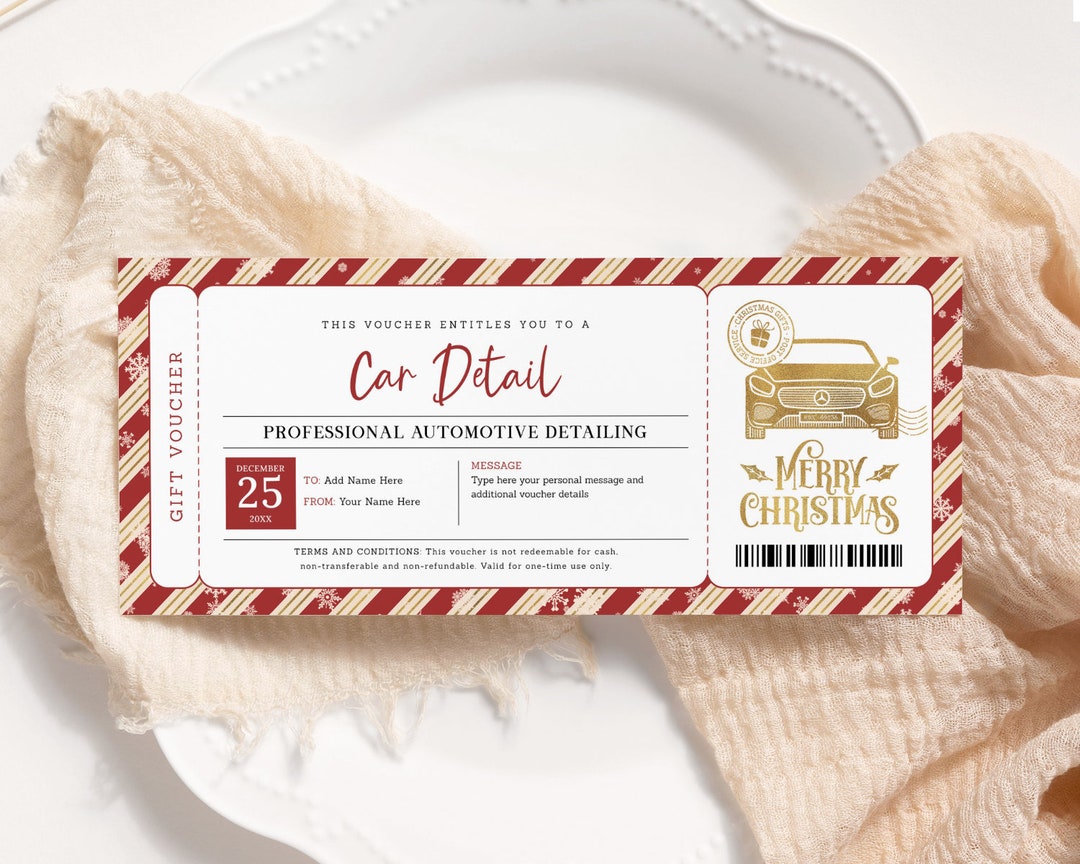 Car Detail Christmas Certificate EDITABLE, Auto Detailing Gift Card ...
