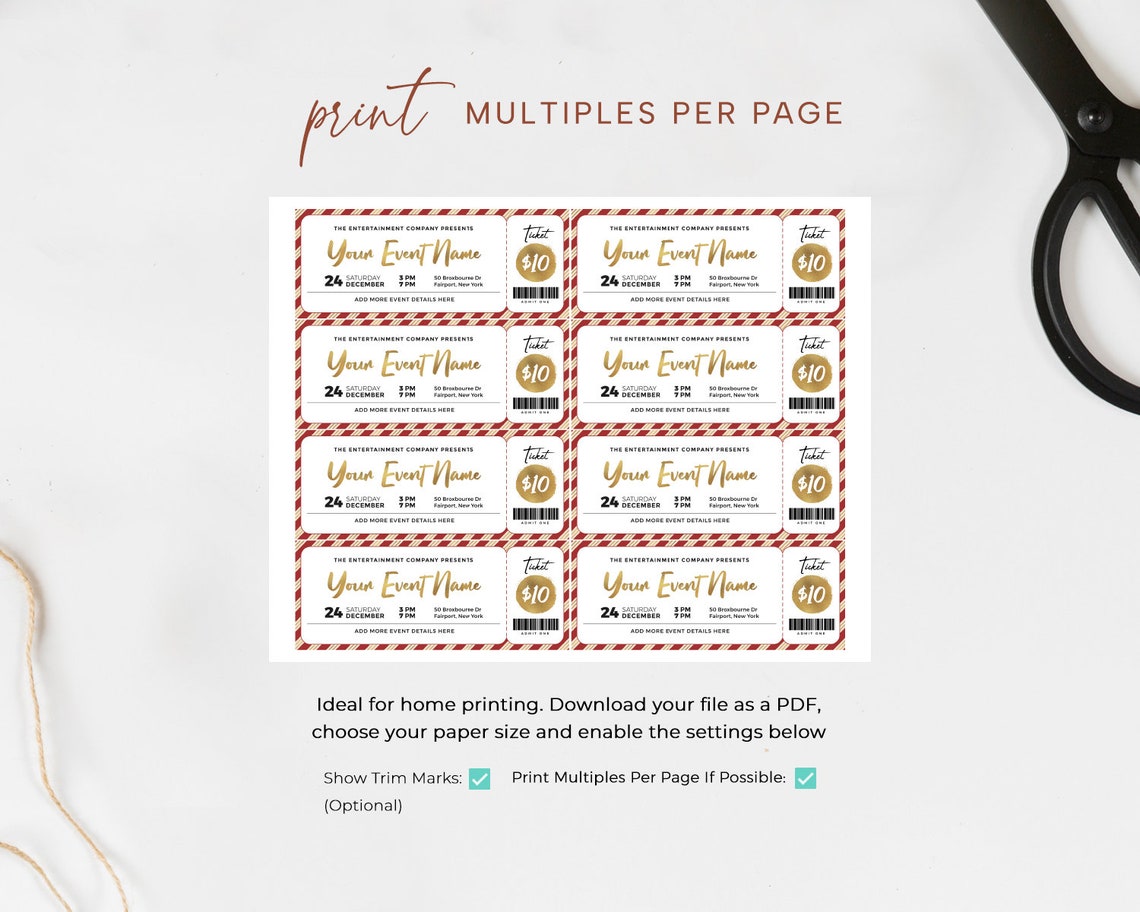 Christmas Event Ticket Editable, Printable Admit One Christmas Party ...