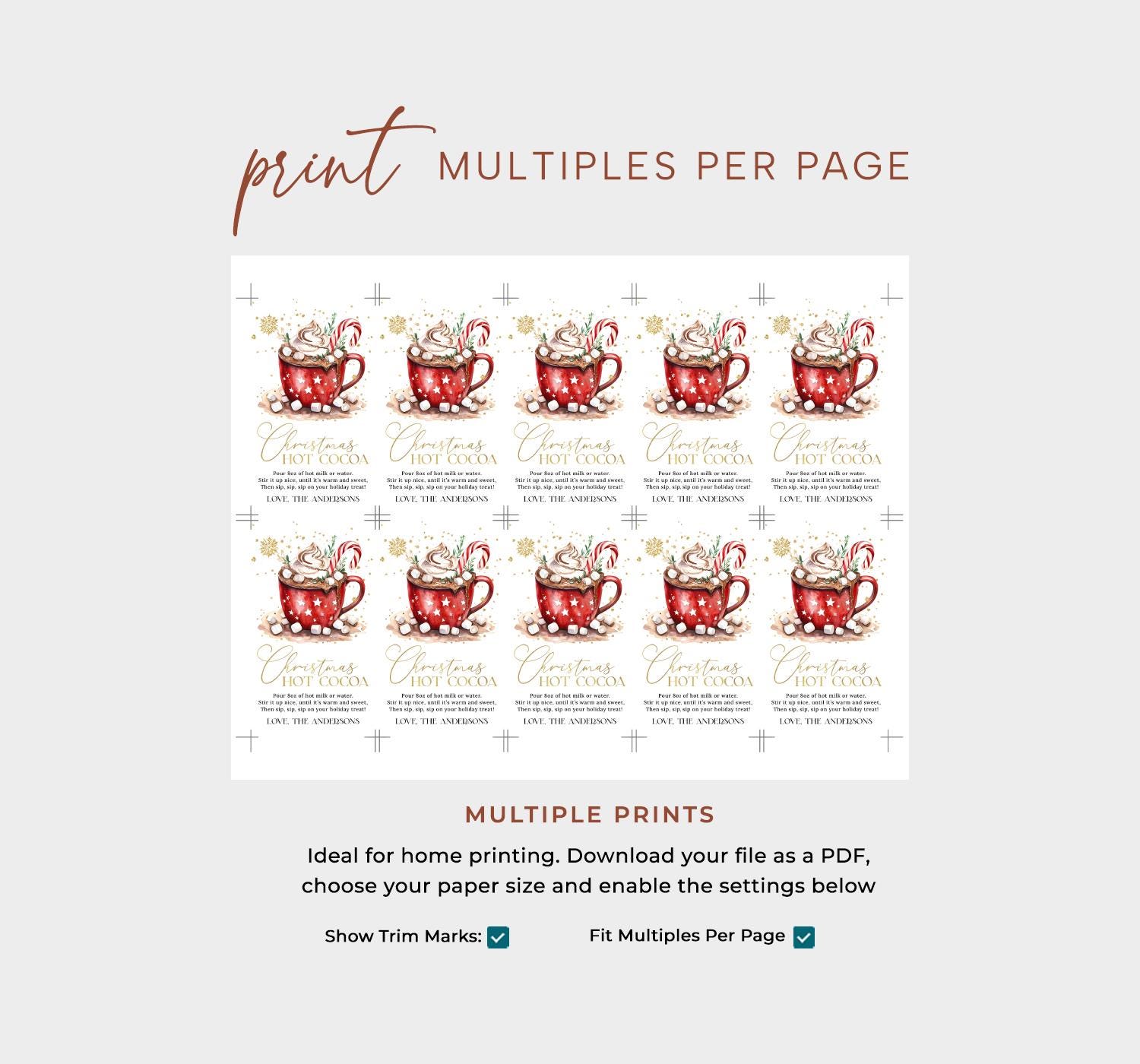 Christmas Hot Cocoa Gift Tag EDITABLE, Christmas Hot Chocolate Gift Tag ...