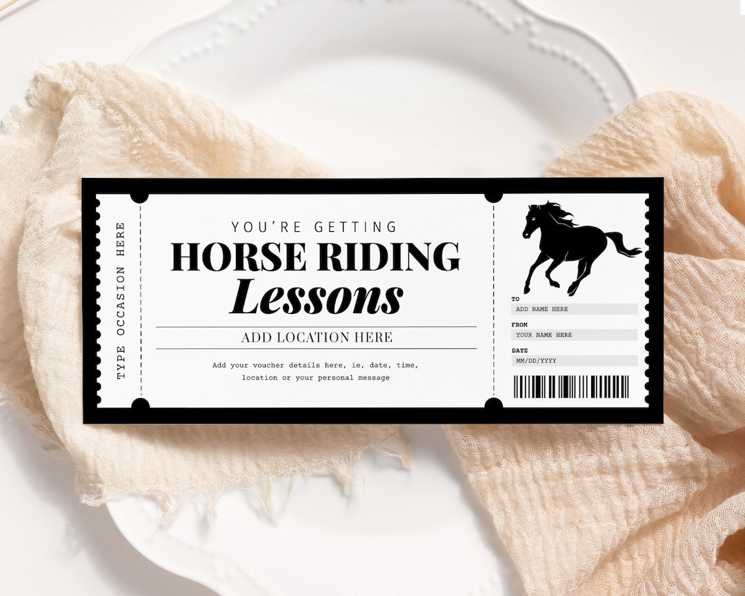 Horse Riding Lessons Voucher EDITABLE, Horse Leases Certificate ...