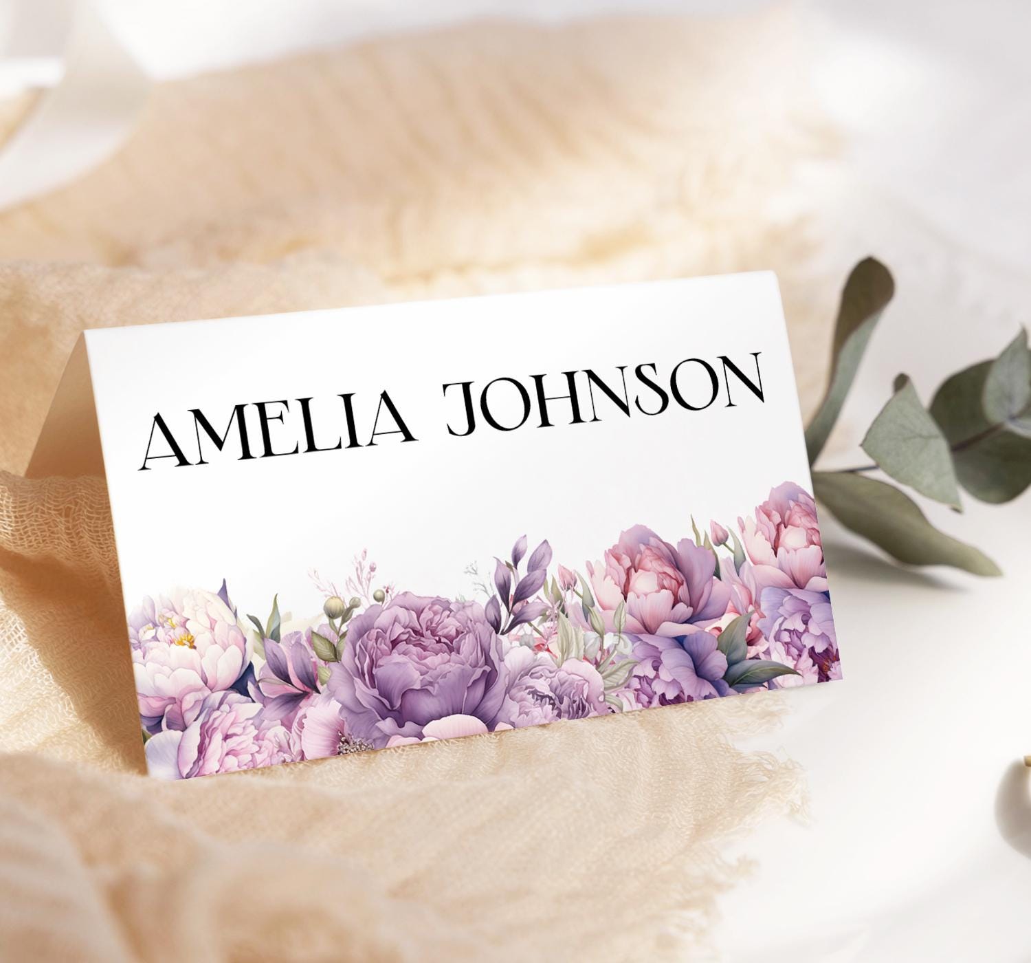 Purple Floral Tea Party Food Labels Template EDITABLE, High Tea Place ...