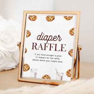 Diaper Raffle Milk and Cookies Game Sign, Cookie Theme Baby Shower ...