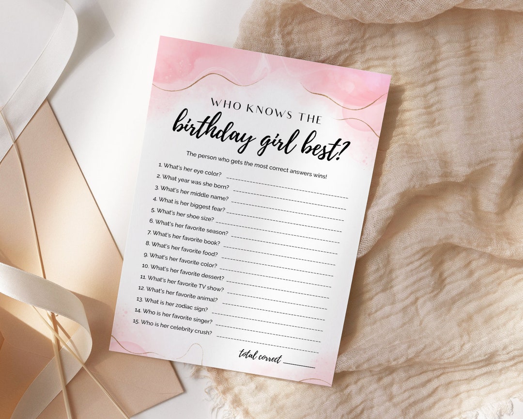 Who Knows the Birthday Girl Best Game EDITABLE, Printable Birthday Girl ...