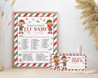 What's Your Elf Name Game Sign, Christmas Elf Name Game, Christmas ...