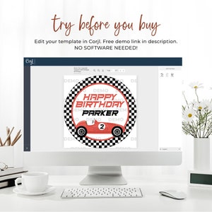 Race Car Toppers EDITABLE, Printable Two Fast Cupcake Toppers, Racing ...