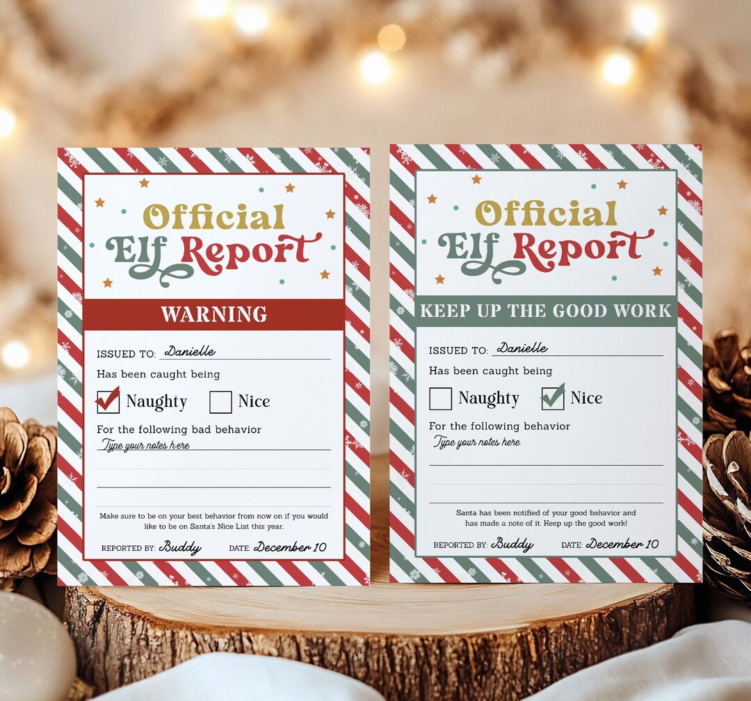 Elf Report Card EDITABLE, Naughty or Nice Behavior, Christmas Elf Ideas ...