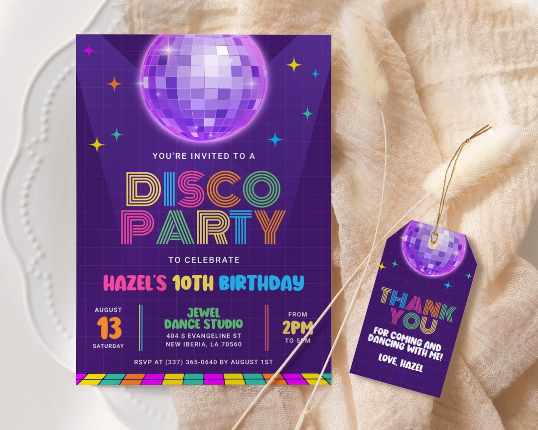 Disco Birthday Party Invitation EDITABLE, Retro Disco Birthday Party ...