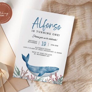 Whale Party Food Labels EDITABLE, Ocean Party Place Cards Printable ...