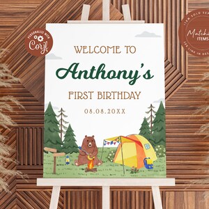 Cards and Gifts Sign Printable One Happy Camper First - Etsy