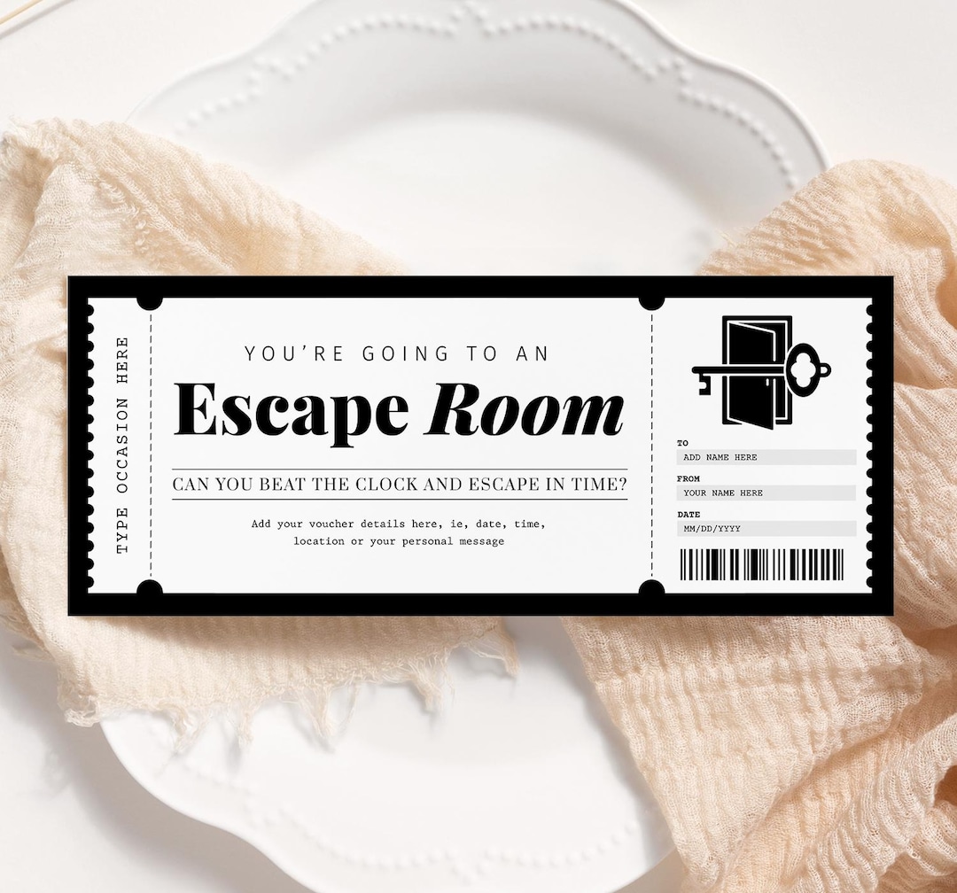 Escape Room Voucher EDITABLE, Escape Room Ticket Printable, Game Room ...
