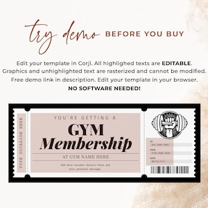 Gym Membership Gift Certificate EDITABLE, Personal Trainer Certificate ...