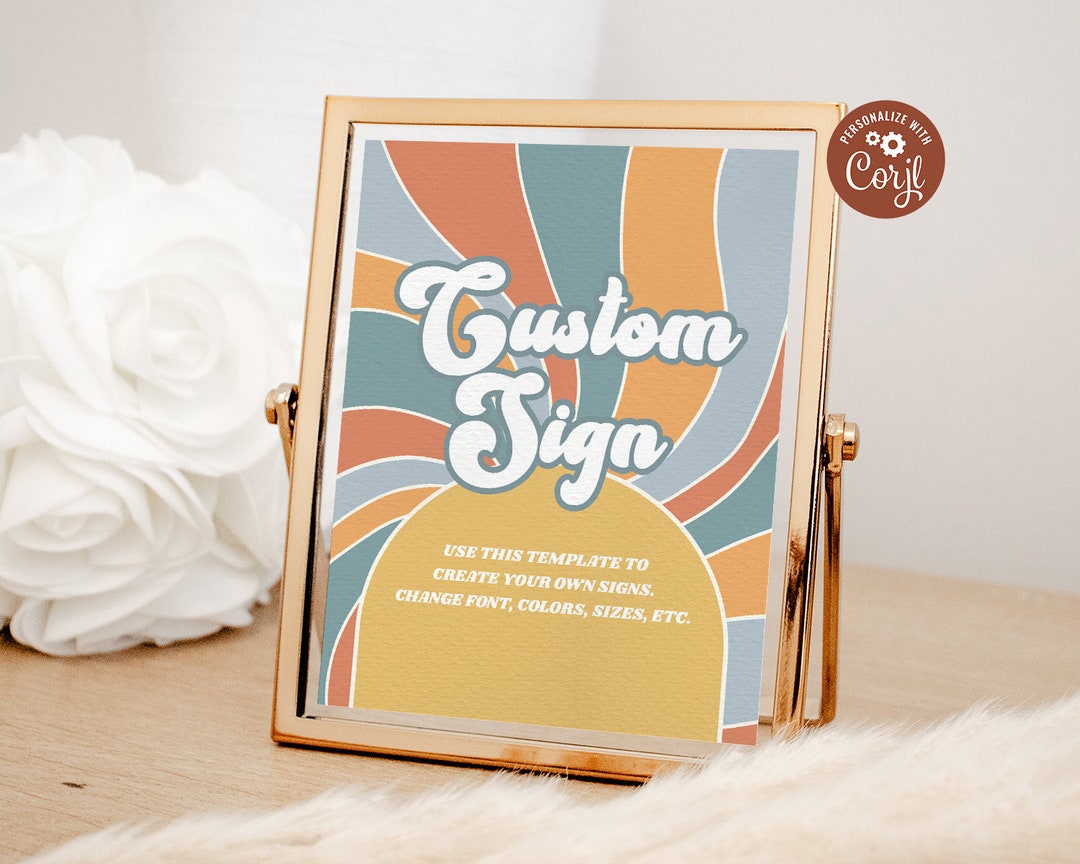 Custom Groovy Sign EDITABLE Retro Sunshine Baby Shower Party - Etsy